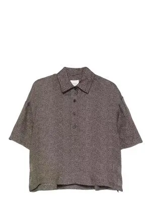ALYSI Polka-dot Polo Top - Brown
