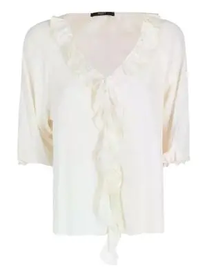 Seventy Ruffled V-neck Blouse - Neutrals