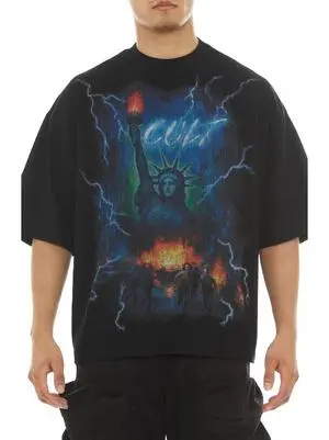 CULT OF INDIVIDUALITY Big Apple Oversize Graphic T-shirt - Black
