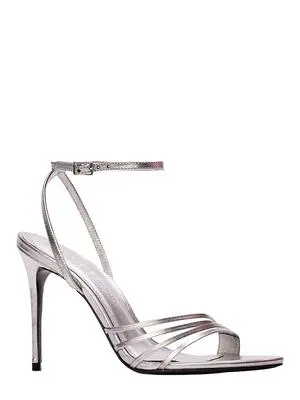 BLACK SUEDE STUDIO Ella 100 Strappy Leather Sandals - Silver