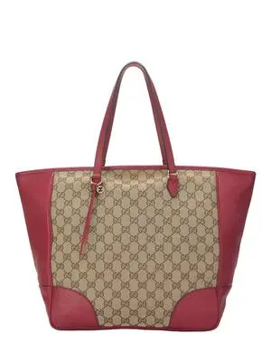 Gucci Grained Leather Original Gg Canvas Tote - Red