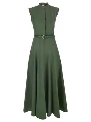 Max Mara Cotton Poplin Shirt Dress - Green