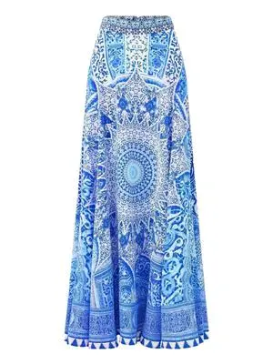 Camilla Flared Maxi Skirt - Blue