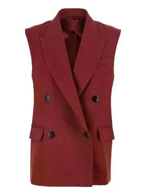 Max Mara Linen Twill Gilet Red