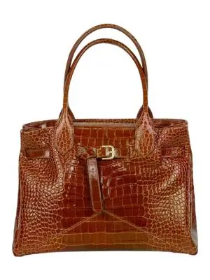 BALLANTYNE Kate Buckle Embossed Leather Shoulder Bag - Brown