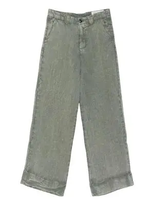 WHITE SAND Cuffed Linen Trousers - Grey