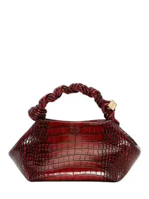 GANNI Small Croco Tote Bag - Red