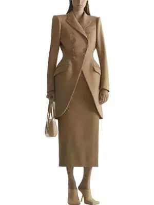MUGLER Tailored Double-breasted Coat - Brown