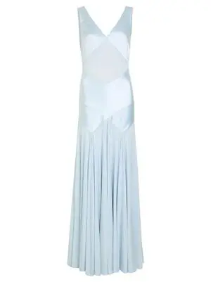 SELF-PORTRAIT Paneled Satin And Stretch-jersey Maxi Dress - Blue