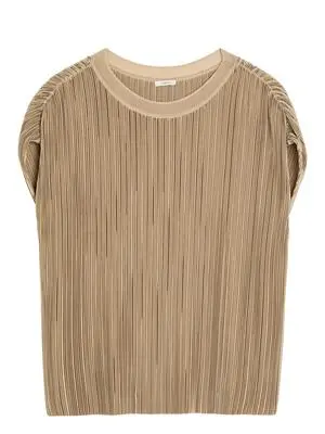 JOSEPH Cedre Pleated Satin Top - Beige