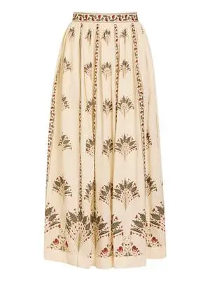 Agua Bendita Printed Linen Maxi Skirt - Multicoloured