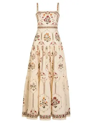Agua Bendita Lina Printed Linen Maxi Dress - Multicoloured