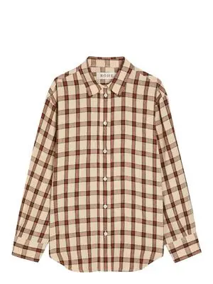 RÓHE Oversized Checked Linen Shirt - Red
