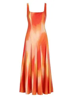 Simkhai Lara Printed Cotton-blend Midi Dress - Orange
