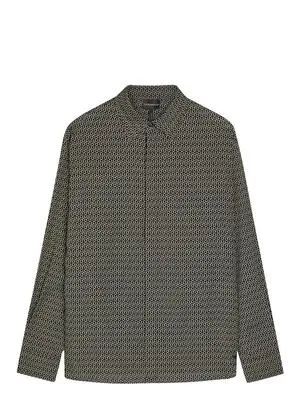Emporio Armani Geometric-print Lyocell-blend Shirt - Black