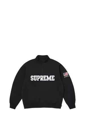 Supreme Flag-detail Half-zip Sweatshirt - Black