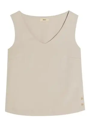 Herno V-Neck Satin-Crepe Top Cream