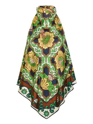 ALEMAIS Liana Printed Silk Halterneck Top - Multicoloured