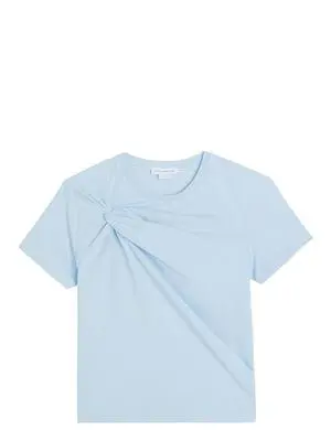 Good American Twist-effect Stretch-cotton T-shirt - Light Blue