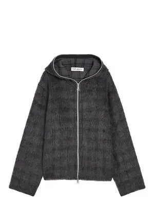 Our Legacy Hooded Checked Brushed Knit Jumper Plum
