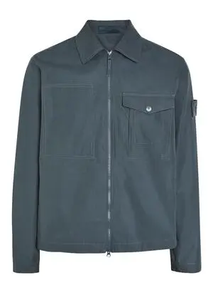 Stone Island Ghost Logo Cotton-poplin Overshirt Blue
