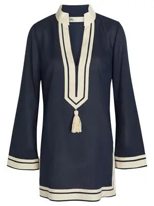 Tory Burch Cotton Mini Tunic Dress - Navy