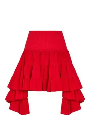 JW Anderson Ruffle Asymmetric Silk And Cotton-blend Skirt - Red