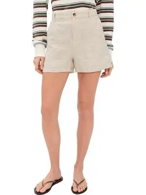 Madewell Linen Pleated Shorts - Oat