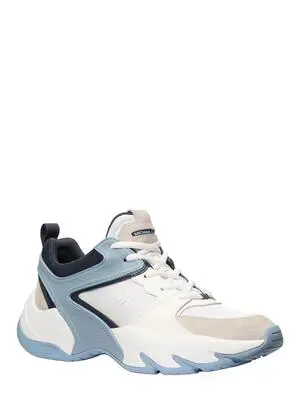 Michael Kors Michael Kors Mens Chase Mixed-Media Trainers Blue