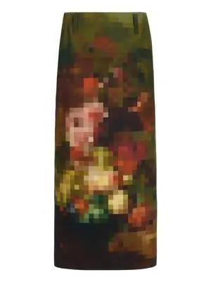 Dries Van Noten Sentista Cotton Midi Skirt - Multi