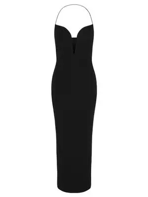 Givenchy Plunging Halter Midi Dress - Black