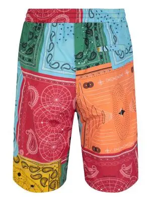 MARCELO BURLON COUNTY OF MILAN Bandana Nylon Shorts - Red