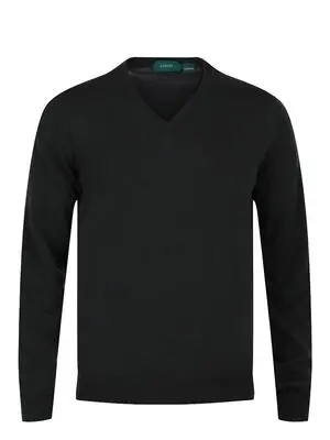 SLOWEAR Zanone V-neck Wool Blend Sweater - Black