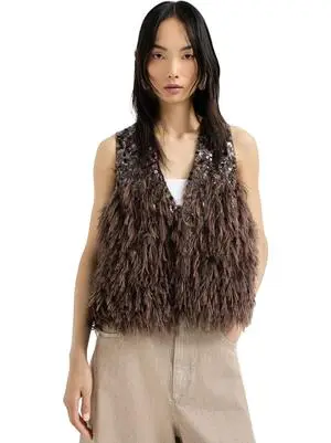 Brunello Cucinelli Dégradé Fil Coupé Vest Bark