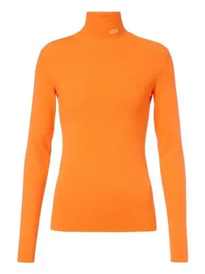 Loewe Double Ribbed-knit Mock Neck Top - Orange