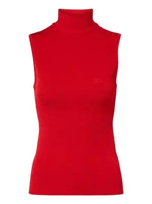 Loewe Double L Ribbed-Knit Top Red