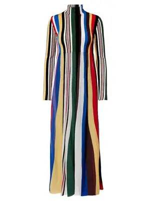 Loewe Ribbed-knit Striped Maxi Dress - Multicoloured