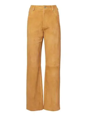 Loewe Suede Straight Pants - Brown