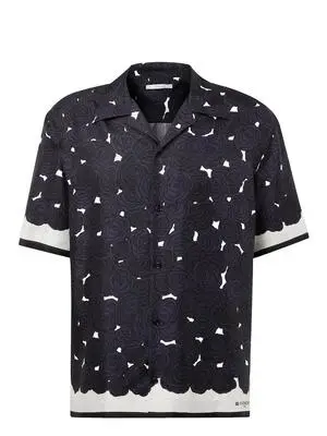 Givenchy Floral Silk Bowling Shirt - Blue
