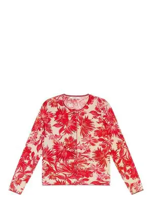 Malìparmi Printed Crew-neck Cardigan - Red
