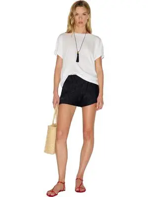 REFORMATION Gale Mid Rise Bias Short Jacquard - Black
