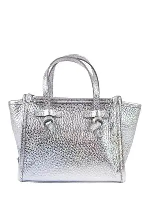 GIANNI CHIARINI Textured-Leather Top-Handle Bag Silver