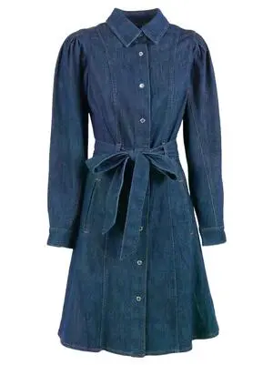 7 For All Mankind Puff-sleeve Midi Dress - Blue