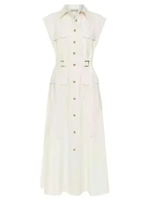 NICHOLAS Buckle-detail Shirt Midi Dress - Neutrals