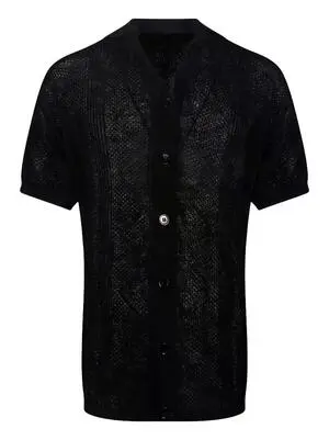 AMARANTO Button Short-sleeve Jumper - Black