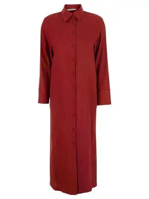 Max Mara Buttoned Long-sleeve Dress - Red