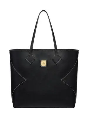 Mcm Calfskin Leather Shopper - Black