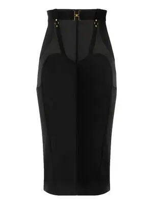Elisabetta Franchi Belted Bustier Detail Midi Skirt - Black
