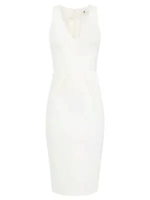 Elisabetta Franchi Sleeveless V-neck Midi Dress - Neutrals