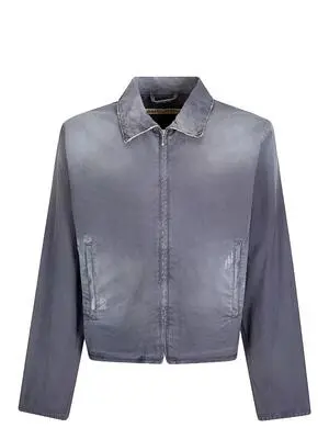 STOCKHOLM SURFBOARD CLUB Distressed Logo-print Jacket - Grey